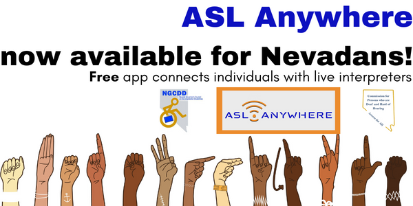 Graphic for the free ASL Anywhere program open to Nevadans. Includes ...
